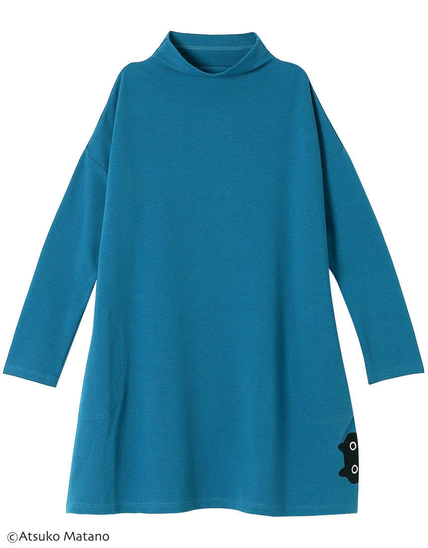 アツコマタノ 【綿混】黒猫のアップリケがデザインポイント チュニック HTX404｜ワコール直営の公式下着通販サイト ワコールウェブストア